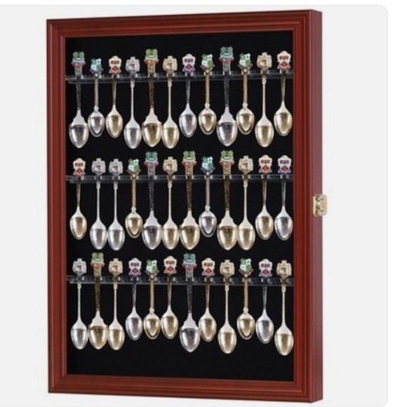 unknown | Other | Vintage Wall Hanging Spoon Display Case Glass Door ...